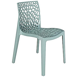 Upon Gruvyer Indoor Outdoor Dining Chairs, from Italy, Stackable, Strong (4 Chairs) (Sage Green)