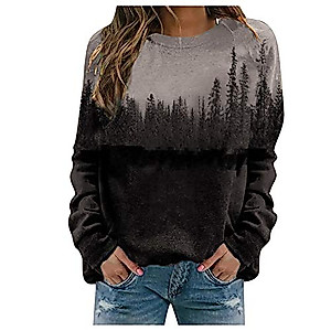 Masbird Women's Tie Dye Coloblock Cute Cow Printed Hooded Sweatshirts Casual Pocket Pullover Long Sleeve Shirts Hoodies Gray