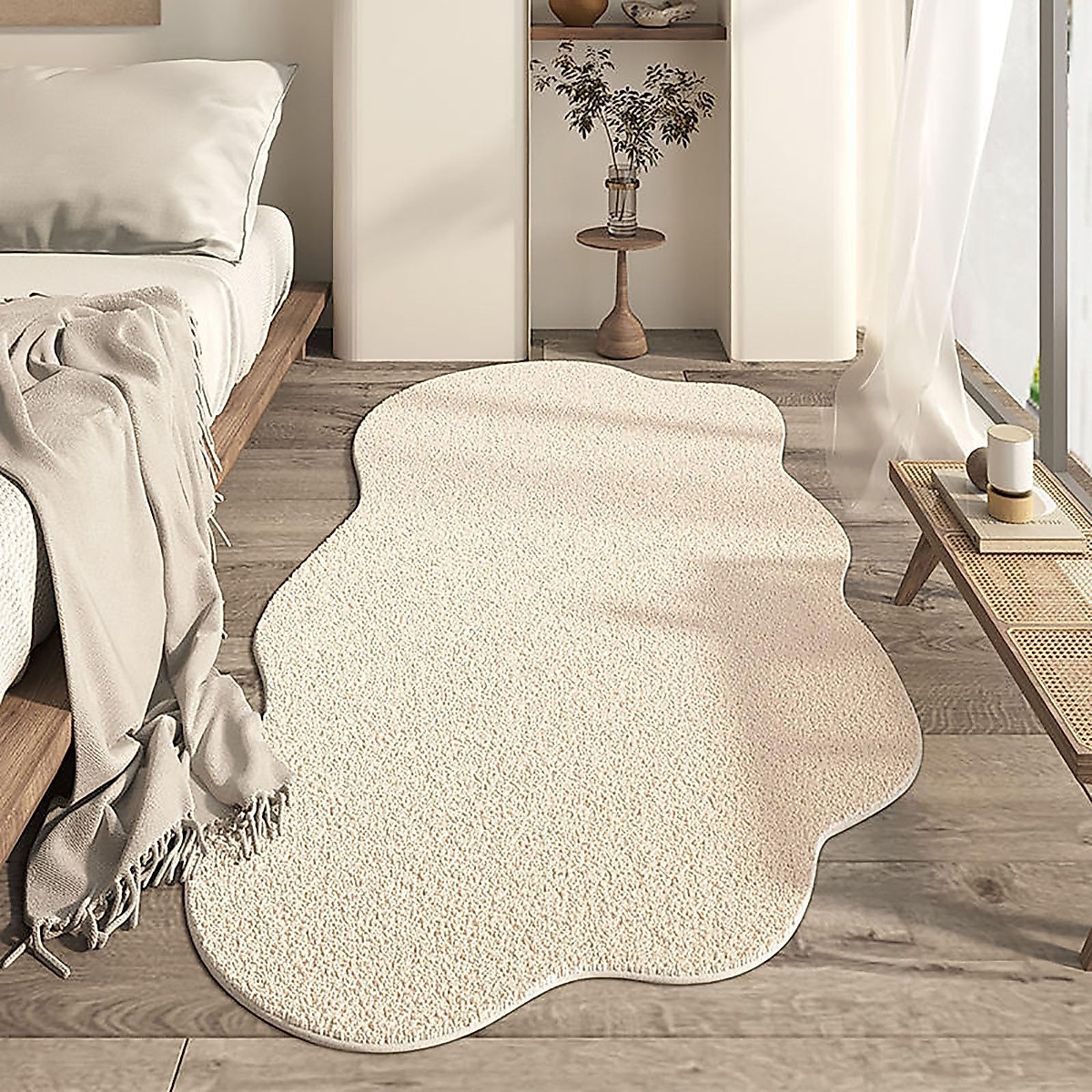 ZZIDOU Area Rugs - Artificial Cashmere Rug Cloud Shaped Rug Simple Soft Washable Irregular Rug with Non-Slip Backing for Easy Care