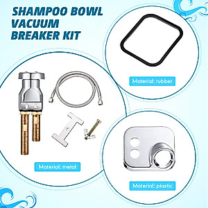 Hortsun Shampoo Bowl Vacuum Breaker Kit, Hardware Handle, 7 Pcs Stainless Steel, Chromium Plated Brass, 31 inches, for Salon Sink Parts Replacement