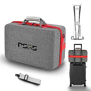 ASNOMY Carrying Case Compatible with PS5, Hard Shell Carry Case Travel Bag, Organizer Protective Case for Playstation 5 Console,Dual Controller and Accessories[Not suitable with 2023 "slim version]