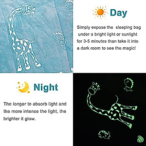 Kids Sleeping Bag for Boys, Glow in The Dark Slumber Bag, Sleeping Bag for Kids with Pillow, Soft Sleeping Bag for Toddler, Sleeping Bags for Girls Boys Daycare, Naps and Sleepovers,63" x 29"