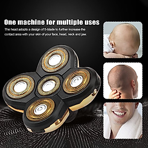 fayle 5 Heads Electric Shaver Replacement, Floating Washable Head Shaver Replacement Heads, Blade Razor Shaver Head for Men(Black+Gold)