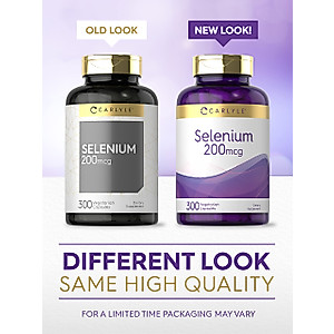 Yeast Free Selenium Supplement | 200mcg | 300 Capsules | Vegetarian, Non-GMO, and Gluten Free Mineral Formula | L-Selenomethionine | Value Size | by Carlyle