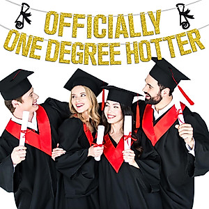 Officially One Degree Hotter Banner, Congrats Grad/Big Degree Energy, 2024 High School/College/Senior Graduation Party Decorations Supplies