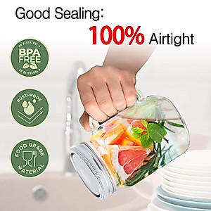 48Pcs Wide Mouth Canning Lids and Rings Mason jar lids Reusable Leak Proof Split-Type Silver Lids with Silicone Seals Rings (86mm)