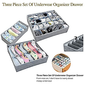 Kmonabie Organizer Drawers Storage Clothes, 3 Pack Closet Underwear Organizer Drawer Divide For Underwear Bras Socks Ties