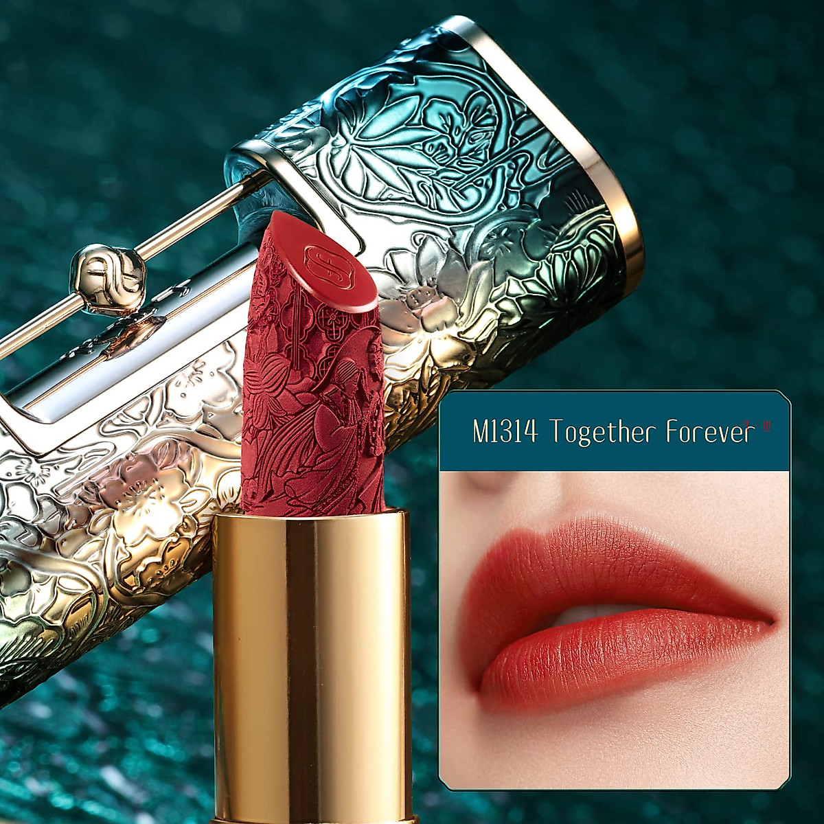 FLORASIS Blooming Rouge Love Lock Lipstick Long-Lasting Sculpting Lipstick Misty Matte Finish Lightweight Nourishing for Everyday Use (M1314 Together Forever)