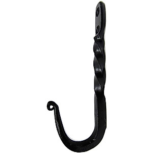 Black Antique Style Heavy Duty 5" Wrought Iron Forged Colonial Twisted Coat Hook