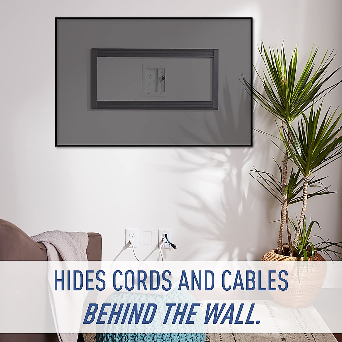 Legrand - OnQ Cable Management Hides All Cords, TV Outlet Wall Kit Works with All TV Power Plugs, In Wall TV Power Kit Supports 5.1 Speaker System, Recessed TV Outlet, White, HT22U2WHR12