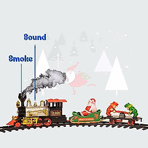 Premium Quality 15 Piece Classic Toy Train Set for Kids with Light, Smoke, Realistic Sounds, Tracks, Locomotive Rail Set Great Toy for Kids for Christmas Decoration
