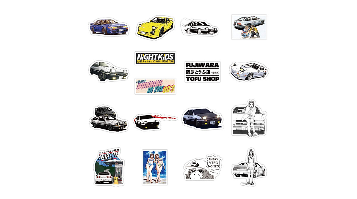Initial D Anime Stickers Pack | Waterproof Laptop & Skateboard Decals