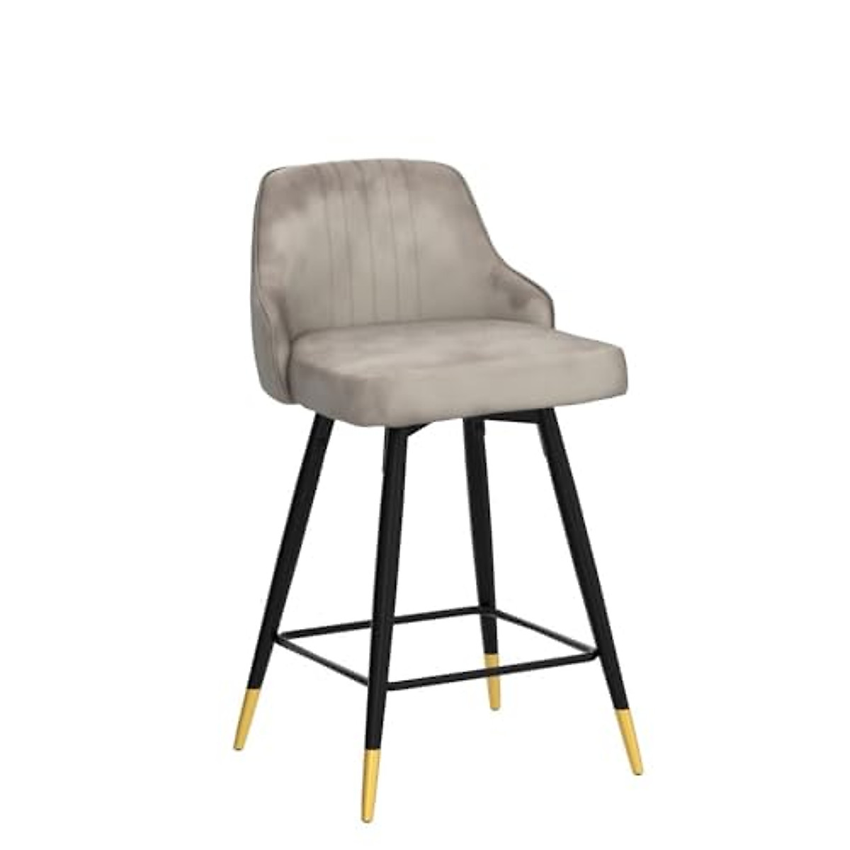 Swivel Barstool Set of 2: 25" Counter Height Bar Stools, Modern Bar Stools for Kitchen Island, Velvet Counter Stool with Back,Island Chairs for Kitchen Counter, 2 Counter Stools, Grey Bar Chair