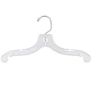 NAHANCO 412 Clear Plastic Children's Dress Hangers, Swivel Metal Hook and Notches for Straps, Super Heavy Weight, 12" - (Pack of 100)