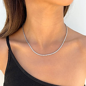 Waitsoul 925 Sterling Silver Rope Chain Lobster Clasp 2mm Silver Chain for Men Women Silver Necklace Chain 18 Inch