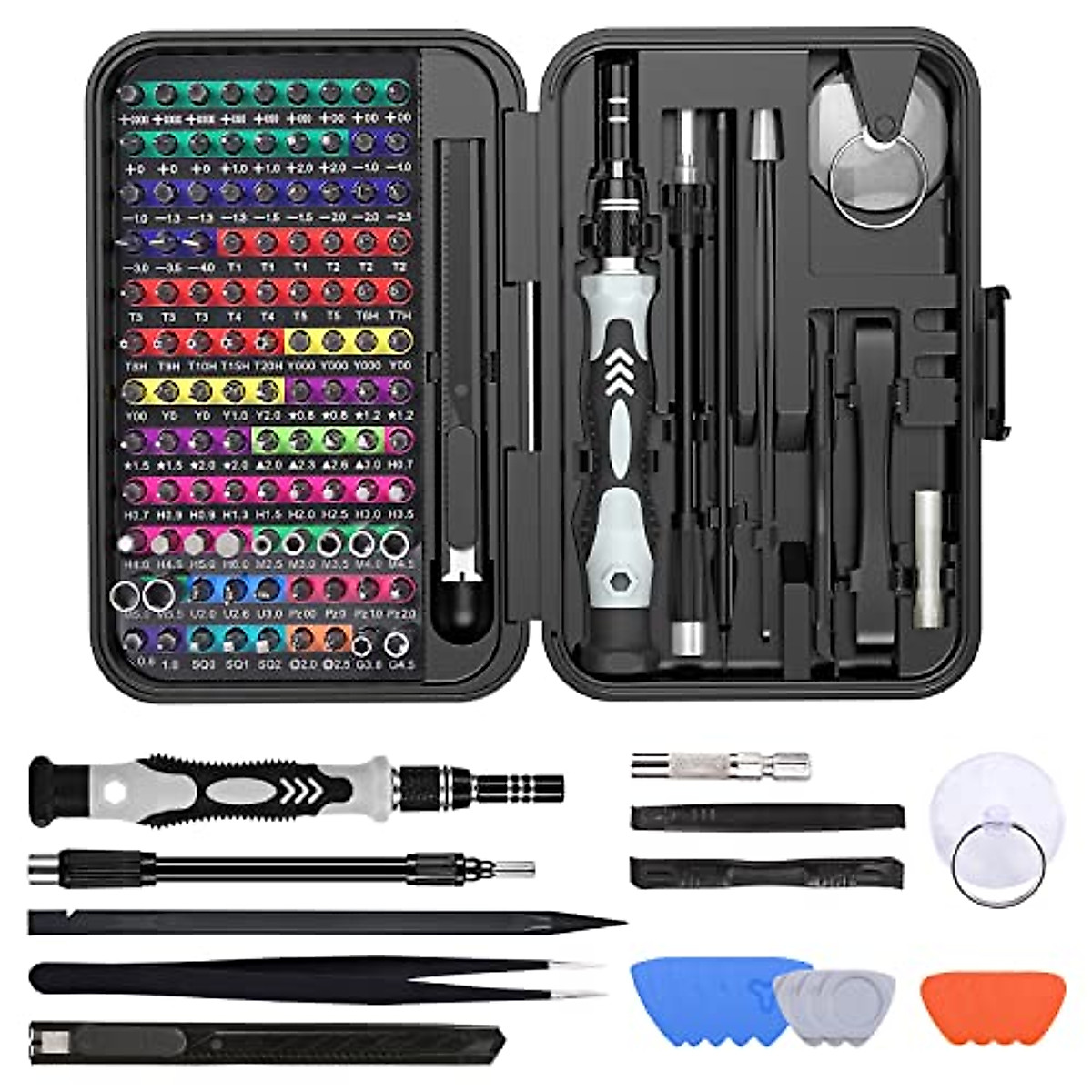 AMIR Precision Screwdriver Set, 132 in 1 Magnetic Screwdriver Set Kit, Electronics Repair Screwdrivers Tool Kit with 108 Magnetic Drill Bits for Repair Phone, Switch, Computer, etc