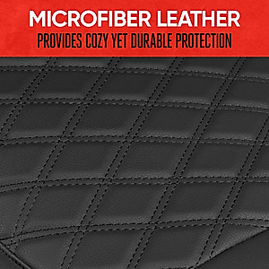 Motor Trend Car Seat Cushion, 2 Pack - Diamond Stitched Faux Leather Seat Covers for Cars Trucks SUV, Black Padded Car Seat Covers with Storage Pockets, Premium Automotive Seat Covers for Front Seats