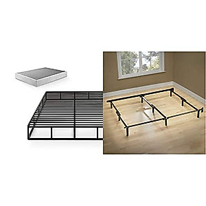 Zinus 9 Inch Quick Lock High Profile Smart Box Spring/Mattress Foundation/Strong Steel Structure, Queen & Michelle Compack 9-Leg Support Bed Frame, for Box Spring and Mattress Set, Queen