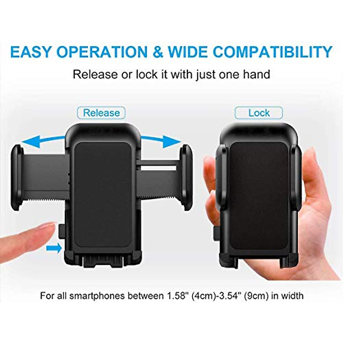 Pokanic Car Cell Phone CD Slot Mount Adjustable 360 Rotation Stand Holder Three-Side Grips Design One Touch Clamp Compatible with iPhone Galaxy Note Pixel Universal (CD Slot Mount)