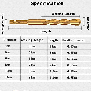 【 New 】 6pcs Golden Masonry Drill Bits Set, Mgtgbao Ceramic Tile Drill Bits Carbide Tip for Glass, Brick, Tile, Concrete, Plastic and Wood with Size 6mm(1/4”), 8mm (5/16”), 10mm (3/8”), 12mm (1/2”).