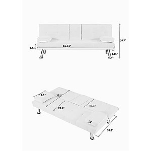 Eafurn Upholstered Futon Sofa Bed with Mattress and Frame, Convertible Loveseat Lounge Couch Daybed,Folding Love Seat w/Adjustable Backrest Sofabed, Green Soft Velvet