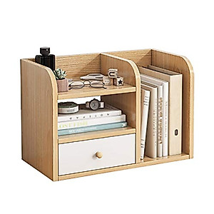 Drawer Bookshelf Magazine Rack Divide-Grid Partition Shelf Stratification Storage Rack Desktop Office Desk Home 43X26X34CM MUMUJIN