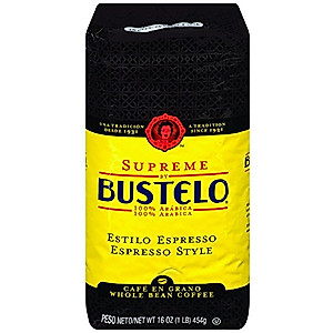 Supreme by Bustelo Whole Bean Espresso Coffee, 16-Ounce Bag (1 Pound)
