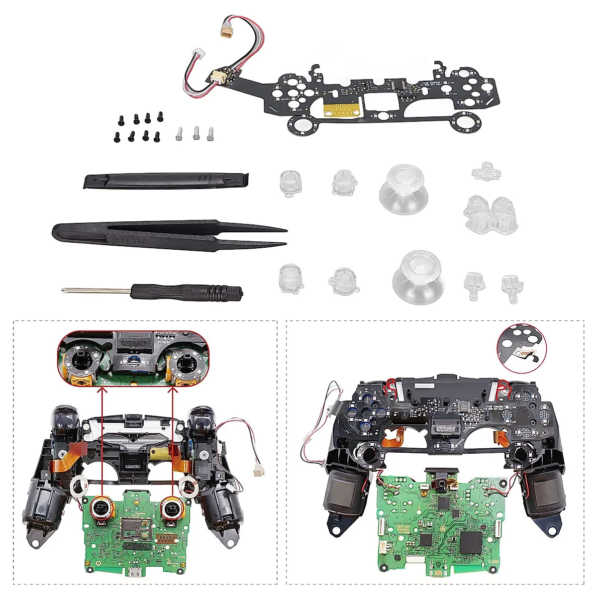 Multi Colors Luminated D pad Thumbstick D Pad Face Buttons for PS5 Controller,8 Colors 19 Modes DIY Classical LED Light Kit for PS5,Good Gift