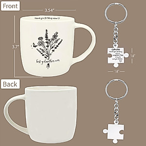 MALLAbyLAMMA Best Godmother Mug Flower 12 Ounce Ceramic, Godmother Keychain, Best Godmother Ever Gift from Godchild, Godmother Coffee Mug, Gift for Godmother Birthday Mothers Day Christmas