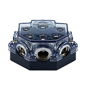 S SYDIEN 1Pc 1 in 5 Ways Out Way Power Distribution Block 0/2/4 Gauge in 2/4/8 Gauge Out Car Audio Splitter Power Ground Distributor Blocks