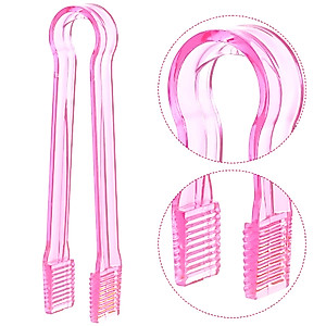 10 Pcs Plastic Buffet Serving Tongs, Clear Pink Kitchen Tongs Mini Serving Utensil Tongs for Food Ice Salad Buffet Barbecue Cookies, 6.3 Inches