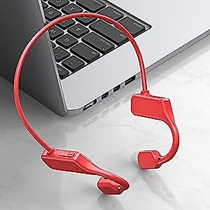 ZTGD Wireless Bluetooth Bone Conduction Headphones Ear Hook Bluetooth-Compatible 5.1 Earphone IPX5 Waterproof Wireless Headphone for Sports Red