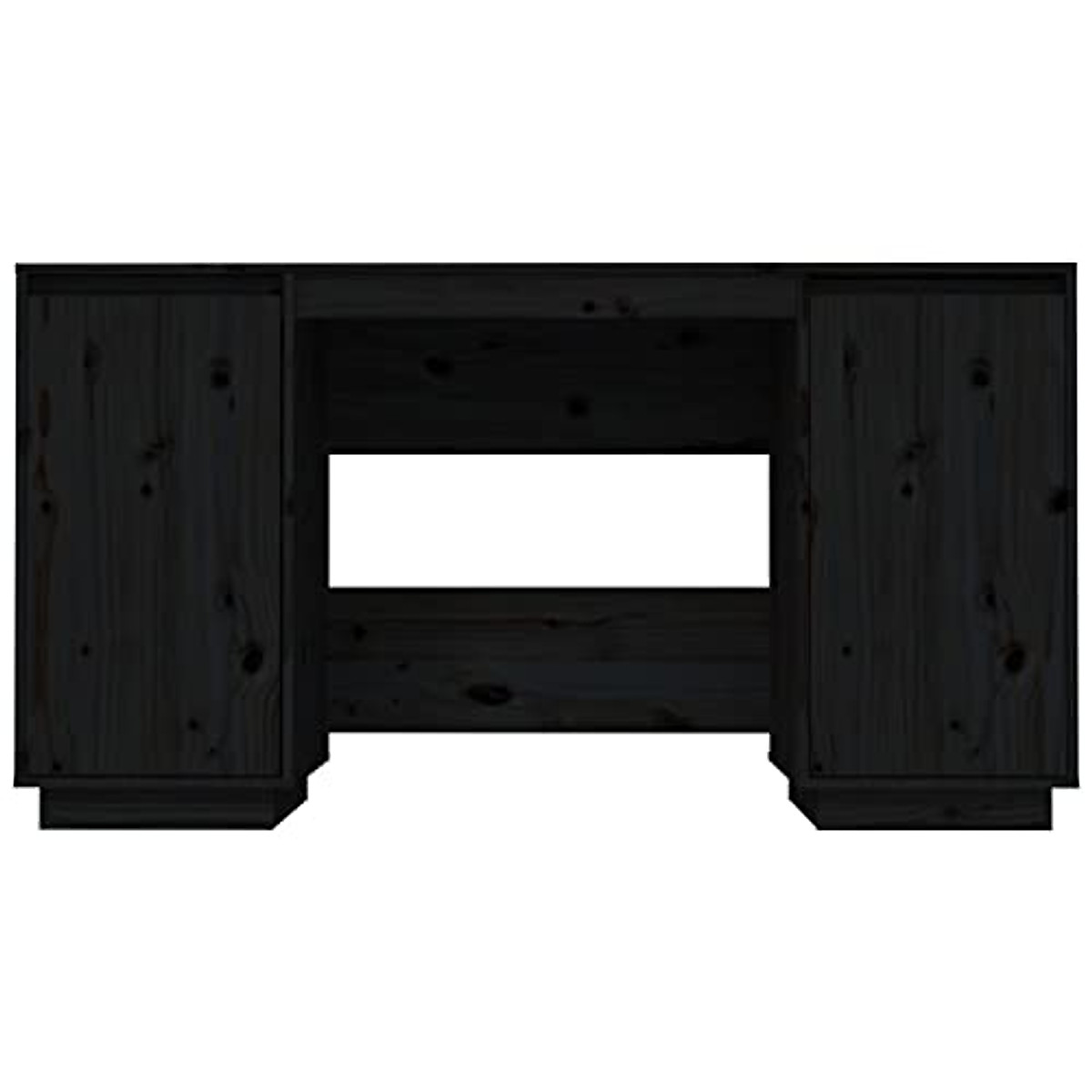 vidaXL Solid Wood Pine Desk Home Indoor Bedroom Office Work Station Storage Wooden Standing Writing Computer Study Working Desk Furniture Black