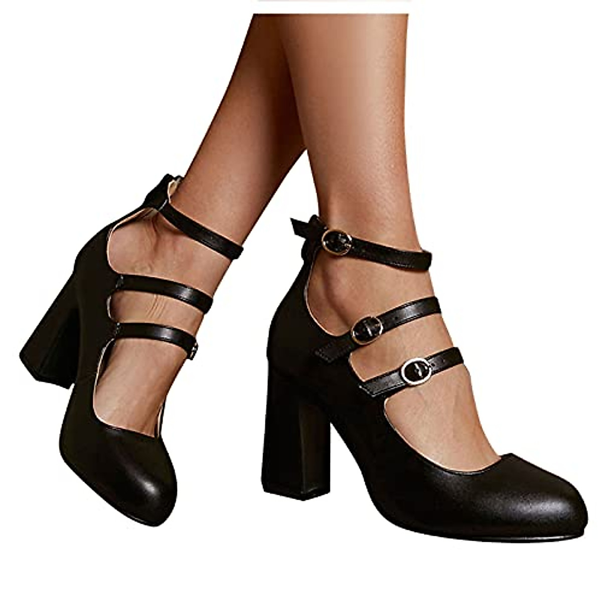 White Cowboy Boots Women Chunky Retro Buckle Mary Casual Long Boots Chunky Heel Steel-Toe Warm Pink Boots