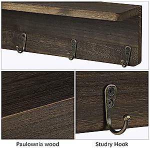 LIANTRAL Coat Rack Wall Mount with Shelf, 2 Pack Coat Hooks Wall Mounted Rustic Wall Mounted Coat Rack with 4 Hooks for Wall Decor, Entryway, Mudroom, Hallway, Bedroom, Bathroom, Kitchen(Brown)