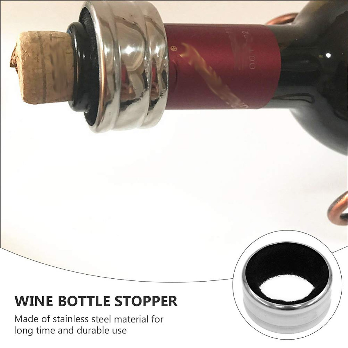 Hemoton 6pcs/ set Kitchen Stainless Steel Wine Bottle Collars Wine Drip Ring Wine Cork Stopper Wine Pourer Aerator