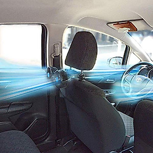SEAMETAL Car Fan for Back Seat, Car Seat Fan Cigarette Lighter, Fan for Car 12V Headrest Black 4inches (Clip+Hook)