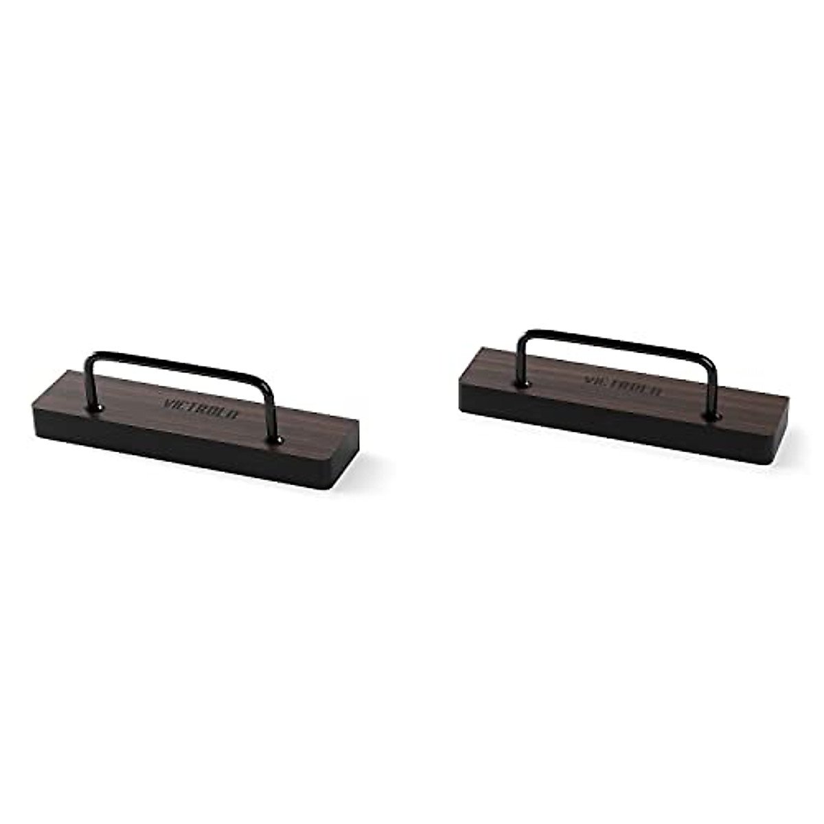 Victrola 'The Shelves' - Vinyl Records and Album Art Holder (Set of 2), Espresso Wood Finish with Smart Black Metal Accents, Elegant and Stylist Looks, Wall Mountable, Single Shelf Holds 1 Record Art