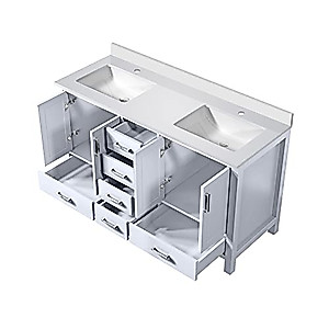 Bell+Modern Big Sur 60 in. W x 22 in. D White Double Bath Vanity and White Quartz Top