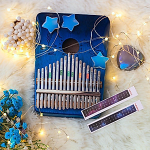 5 Sets Kalimba Note Stickers Thumb Piano Note Sticker 17 Keys Finger Instrument Training Note Decoration Sign for Starter Beginner (Random Style)