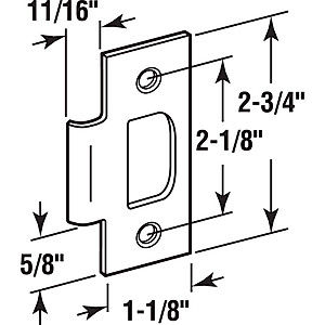 Prime-Line E 2299 Standard T-Strike, For Use Grade Ii Locksets, Schalge Latches, Stainless Steel, 2-1/8