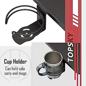 TOPSKY Gaming Computer Desk Home Office Gaming Table with Cup Holder Headphone Hook Z Shaped Leg(55”, All Black)