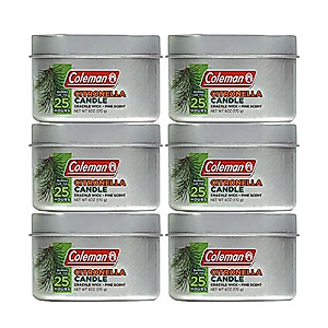 Coleman Scented Outdoor Citronella Candle with Wooden Crackle Wick, Pine Scent, 6 oz (Pack of 6)