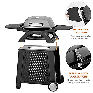 MASTER COOK Gas Grill, BBQ Propane Gas Grill with Side Tables Grill Cart, Portable Tabletop Gas Grill for Patio, Beach, Picnic, Outdoor Camping