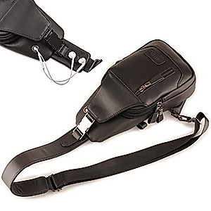 YUAN FAN Small Leather Sling Bag for Men,Travel Chest Crossbody Shoulder Outdoor Sports Backpack