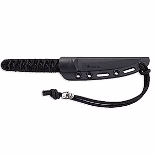 CRKT Obake Fixed Blade Knife: Burnley Titanium Nitride Plain Edge EDC Knife, Outdoor Utility Knife with Handle Wrap, Etched Blade, and Nylon Sheath 2367