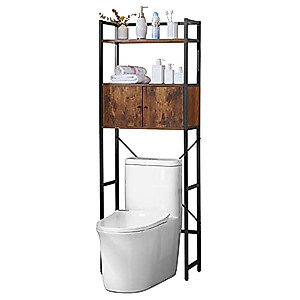 Argatin Over-The-Toilet Storage,Toilet Storage Rack Space-Saving Bathroom Oragnizer Rack, with Cupboard and Shelves