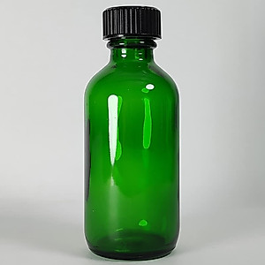 Bioll 60ml (2 oz) Boston Glass Bottles. Essential Oil Bottle With Black Poly Cone Lids. For Potion,Juice,Ginger Shots,Oils, Whiskey,Perfume,Aromatherapy,Lab Refillable Sample Vials -12 pack (Green)