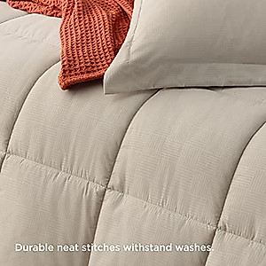 Bedsure Beige Queen Comforter Set - Beige Basket Weave Pattern Down Alternative Comforter Set Box Stitching Duvet Insert, Lightweight All Season Bedding Set with 2 Pillow Shams