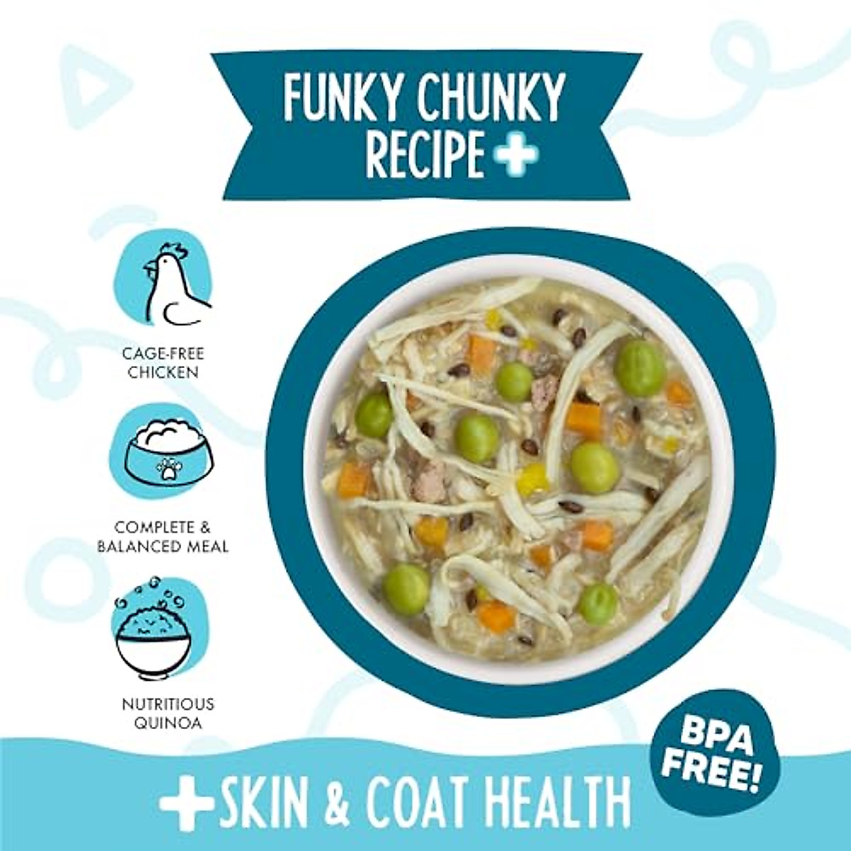 Weruva Meals 'n More Natural Wet Dog Food, Funky Chunky Plus Skin & Coat Health, 3.5oz Cup (Pack of 12)